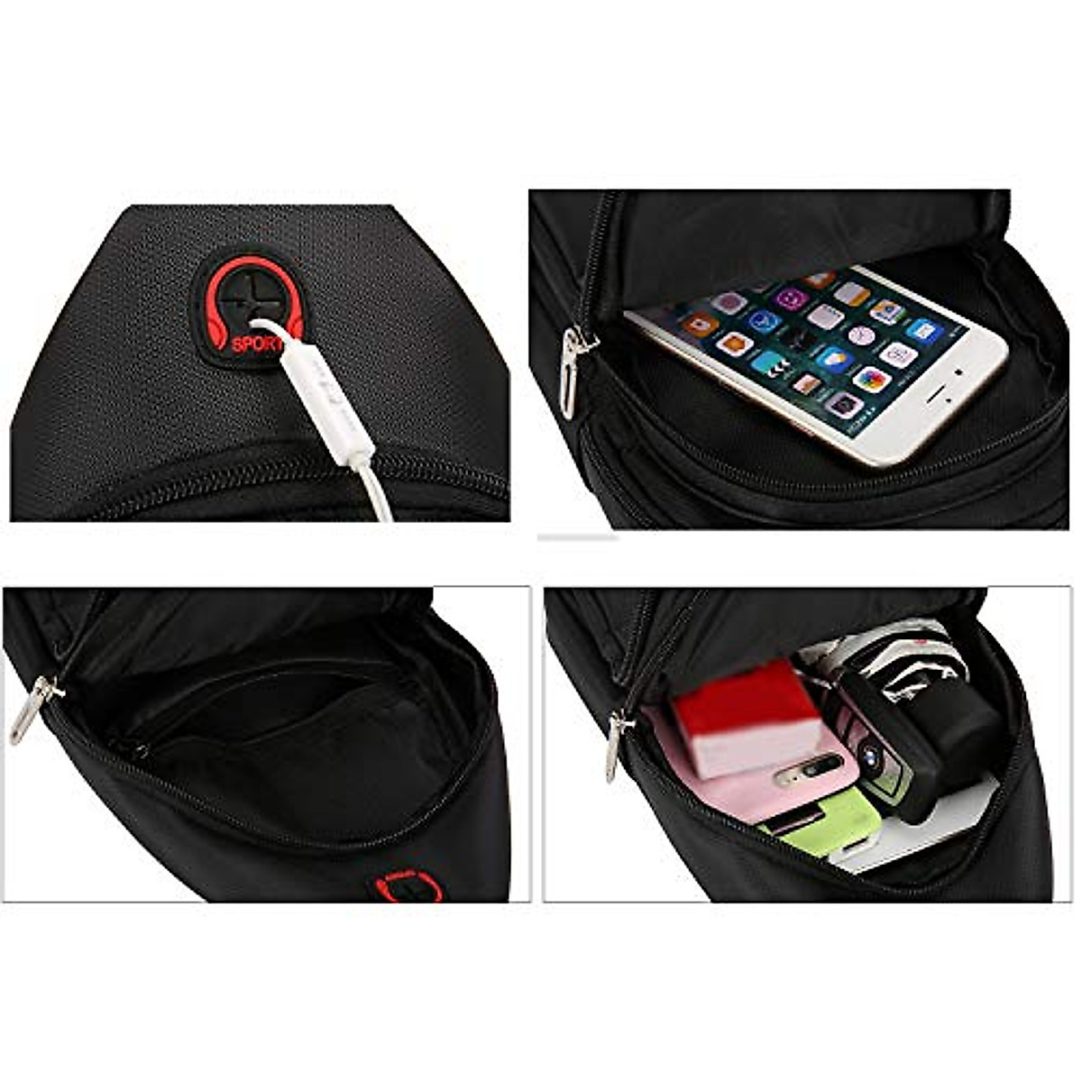 Small Sling Compact Crossbody Bag Chest Shoulder Travel Bag Casual Daypack for Men Women with Earphone Hole Water Resistant (Brown)