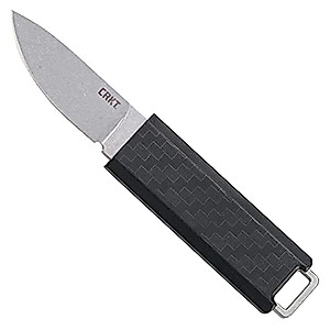 CRKT Scribe EDC Knife: Compact Everyday Carry Fixed Blade, Stonewash Finish, Black Thermoplastic Handle, and Cap 2425