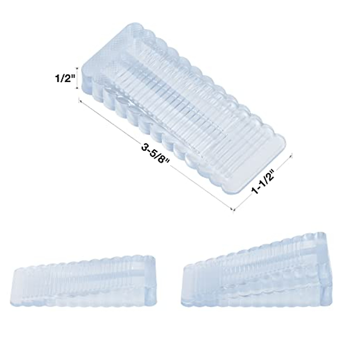 HOME MASTER HARDWARE 3.5in Clear Rubber Wedge Door Stopper Wall Protector Door Stop Wedge Non Marking No Sliding for Hotel, Home, or Office 8 Pack Light Blue