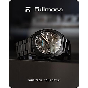 Fullmosa 16mm Stainless Steel Watch band, Quick Release Link Watch Strap Bracelet Replacement Wristband for Men Women, Black