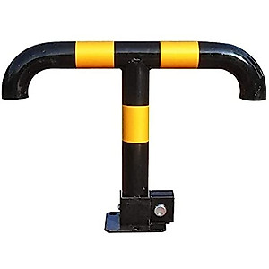 T-Shaped Car Parking Space Lock Bollard Folding Parking Barrier Safety Barrier Lane Interceptor Security Posts for Private Spaces Parking with Screws & Key (Black 55x40cm)