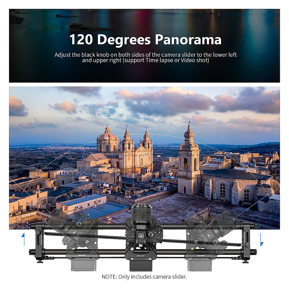 NEEWER Motorized Camera Slider, 31.5"/80cm Carbon Fiber Dolly Rail Slider with Remote Control, Support Video Mode, Time Lapse Photography, Horizontal, Tracking and 120° Panoramic Shooting (VS-80CC)