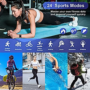 Smart Watch for Women, 1.69" HD Screen Fitness Tracker, Activity Tracker Smartwatches with 24 Sport Modes, Heart Rate/Sleep Monitor, IP68 Waterproof, Pedometer, Fitness Watch Android iOS Phones, Pink