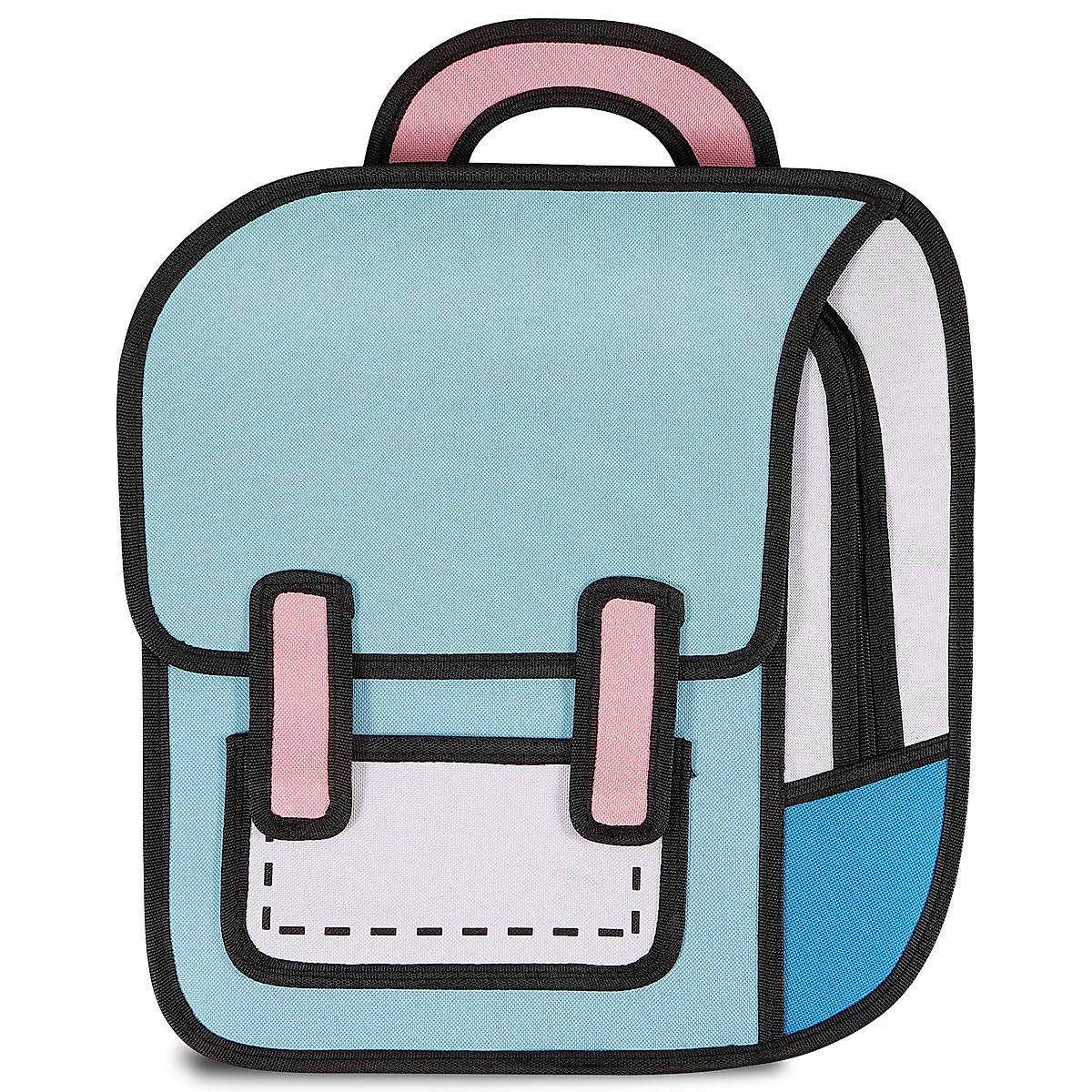 Aobiono Kawaii Backpack Cute Cartoon 3D Jump Style 2D Drawing from Comic Paper Anime Bookbag School Supplies Fun Daypack (Blue)