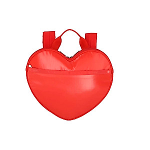 LeSportsac Red Patent Heart Backpack, Style 3863/Color E621, Vibrant Red Patent/Iridescent Heart Shaped Backpack/Top Handle, Adorable Unique Backpack, Modern Red Zipper, Specialty Coated Patent
