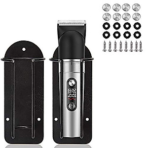 Noverlife 2 Pack Wall Mounted Hair Clipper Holder, Electric Hair Trimmer Storage Stand for Barber Tools Organizer, Black Steel Metal Rack for Hairdresser Beard Shaver Hair Trimmer Display - Black