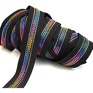 DeeboW Open Ended Zip Fasteners,Invisible zips,Resin Zippers, 2Yard 5# Nylon Rainbow Teeth Zipper for Sewing Bag Jacket Zippers Zip for Sewing DIY Garment Accessories