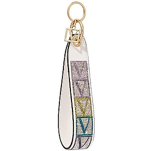 Victoria's Secret Wristlet Strap Rhinestones Keychain Color White Shine New
