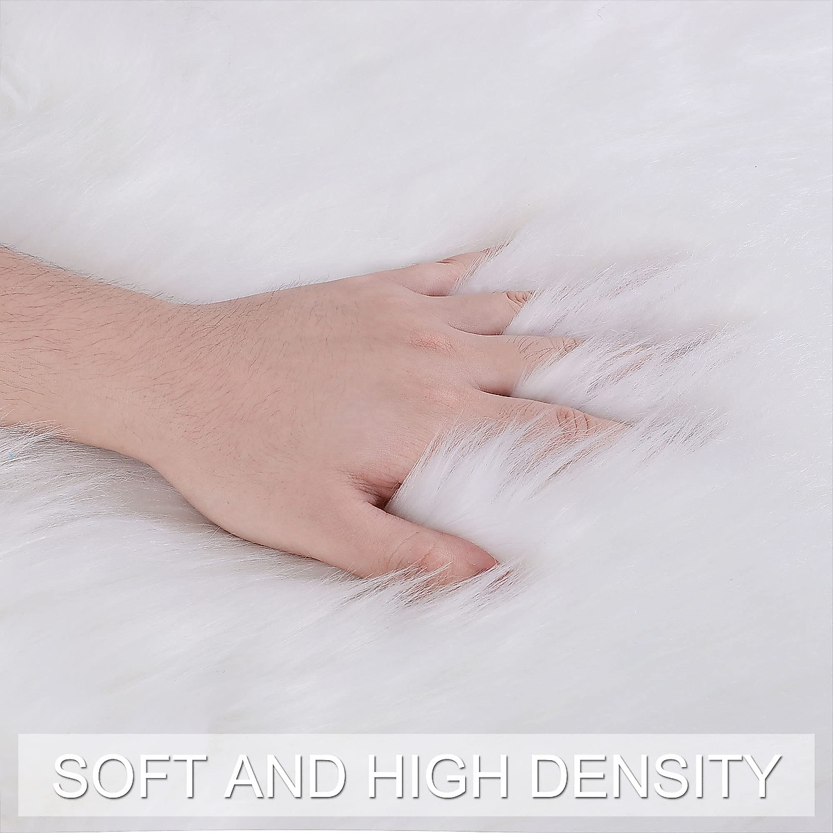 uxcell Faux Fur Round Rug,Fluffy Area Mat,Fluff Rugs for Bedroom Floor Sofa Living Room 2 x 2 Feet Snow White