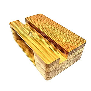 Upgrated Cell Phone Stand Amplifier, Fanshu Desktop Mobile Phone Holder, Universal Portable Wood Cellphone Dock on Desk Bamboo Bed Stand Mount Cradle Loud Speaker for Phone