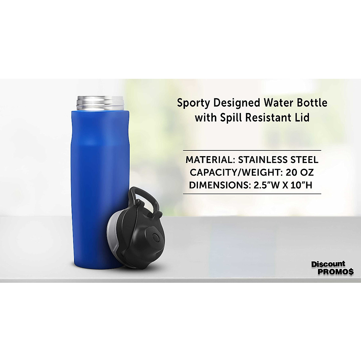 DISCOUNT PROMOS Juno Water Bottles with Flip Lid 20 oz. Set of 6, Bulk Pack - Reusable, Great for Gym, Hiking, Cycling and for School - Blue