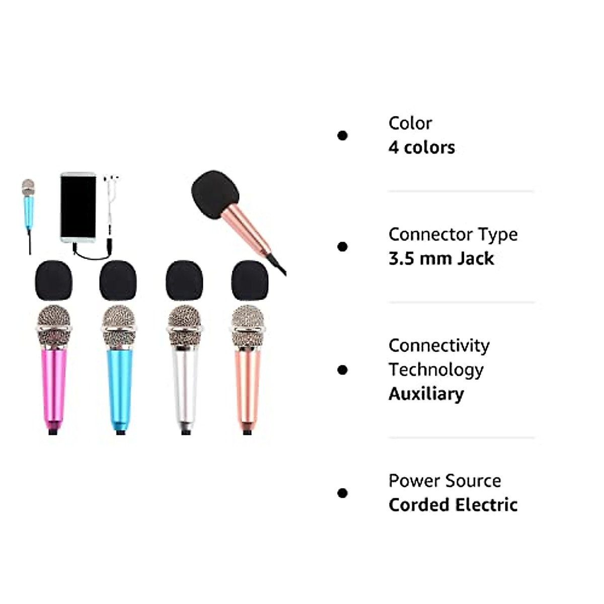 LOCOLO 4Pcs Mini Microphone with Omnidirectional Stereo Mic for Voice Recording, Portable Microphone Chatting and Singing Compatible with Smartphone