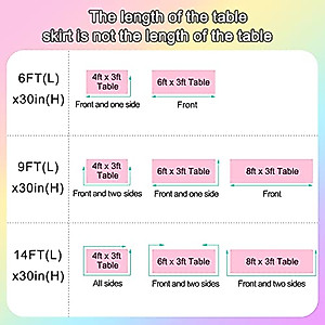 6ft Rainbow Unicorn Tutu Table Skirt for Rectangle Round Tables Chiffon Table Cloth for Unicorn Birthday Party Decorations Baby Shower Parties Ruffle Table Skirting