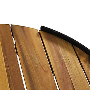 Christopher Knight Home Tracy Outdoor Modern Industrial Acacia Wood Coffee Table, Teak Finish, Black