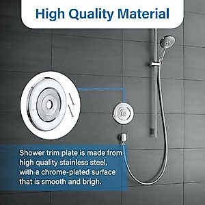 Shower Faucet Cover Plate Escutcheon Replacement for Moen 16090, Shower Handle Cover Plate for One-Handle Tub and Shower Faucets (Chrome)
