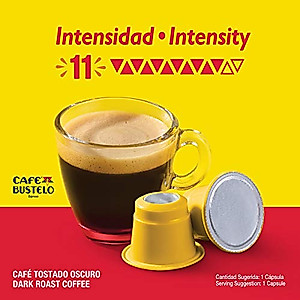 Café Bustelo Espresso Dark Roast Coffee, 10 Count Capsules for Espresso Machines, 11 Intensity (Packaging May Vary)