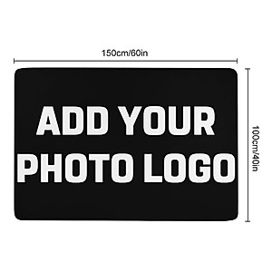 EXYLANOR Personalized Area Rugs with Logo Customized with Photo Text Name Carpets Custom Soft Door Mats Decorative Home Garden Office, Black, 60x40 Inch