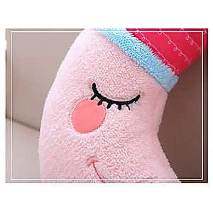 unlockgift Moon Shaped Pillows Plush Star Cloud Water Drops Cute Throw Pillows for Bedroom/Play Room/Nursery Decoration-Pink- Moon