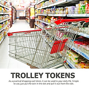 Tofficu 4pcs Trolley Tokens Key Ring Shopping Trolley Tokens Keychain Release Token Coin Keyring Small Aldi Quarter Holder Keychain for Grocery Shopping Cart