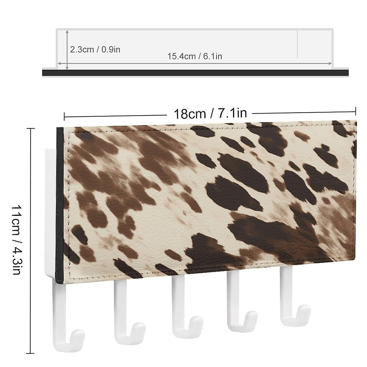 HKMNTGD Key Hooks for Wall, Key Rack Wall Mount Cow Printed Printed Key Hanger Key Holder Key Rack Organizer for Wall for Entryway Front Door Hallway Office