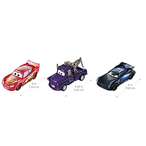 Mattel Disney and Pixar Cars Toys, Color Changers 3-Pack Vehicles with Lightning McQueen, Mater & Jackson Storm Toy Cars