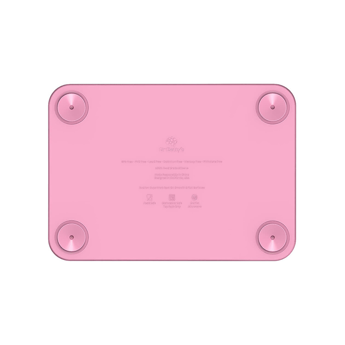 Dr. Betty’s - Food Grade Silicone Placemat/Play Mat with Super Suction and Raised Edges to Contain Messes for Babies + Toddlers + Kids | Non-Slip, Dishwasher Safe (Pink)