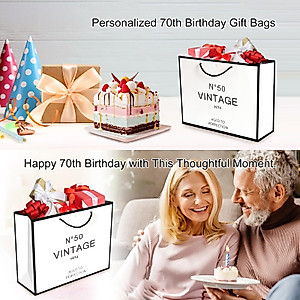 50th Birthday Gift Bags for Men Women, White and Black Keepsake Gift Paper Bag for Her N°50 Fifty Anniversary Party Present Shopping Tote Bags Women 50 Year Old Decorations Idea