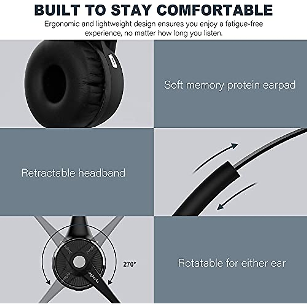 Trucker Bluetooth Angteela Headset with Microphone, Wireless Cell Phone Headset with Noise Canceling Mic Charging Base Mute Function for Home Office Call Center Skype