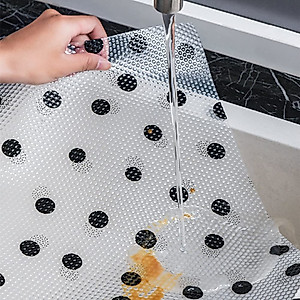 3 Rolls Shelf Liner for Cabinets and Drawer, Non Slip Refrigerator Liners, Non-Adhesive Waterproof Oil-Proof Eva Placemats, Can Be Cut Storage Shelf Mats for Desk, Dresser and Cupboard (Polka Dots )