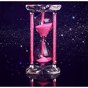 Falytemow 30 Minutes Heart Shape Hourglass Sand Timer Crystal Sand Timer Egg Hourglass for Kitchen Child Brushing Teeth School Teaching (30 Minute, Pink)