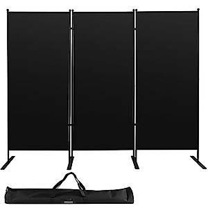 SmarketBuy Room Divider 3 Panels Folding Partition Privacy Screen for Home Decor Office Yard Bedroom, Black (71.7" x 88.2")
