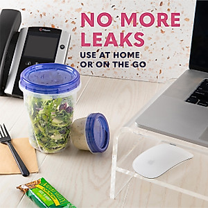 Plastic Food Deli Containers With Twist Top Lids - (32 Oz) - [3 Pack] - Soup & Food Storage Containers Takeout To Go - Airtight Plastic Containers - Microwave, Freezer & Dishwasher Safe BPA-Free