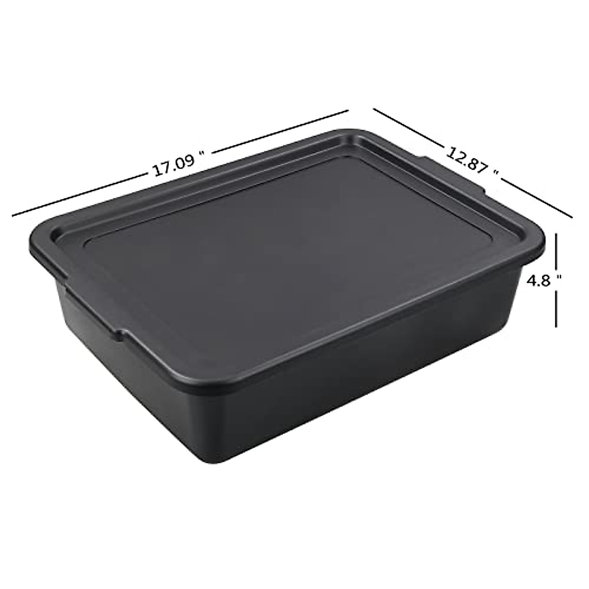 Kekow Plastic Bus Box with Lid, Commercial Bus Tubs with Handle, 3-Pack, Black