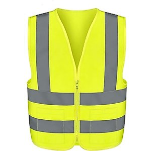Neiko 53963A High Visibility SAFETY Vest with 2 Pockets, ANSI/ISEA Standard, Color Neon, Size XL, X-Large, Yellow