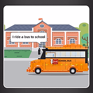 Wange School Bus Toys for Kids Children's Building Blocks London Bus Vehicles Model Kid's Creative Car Gift Construction PlaySet (School Bus)