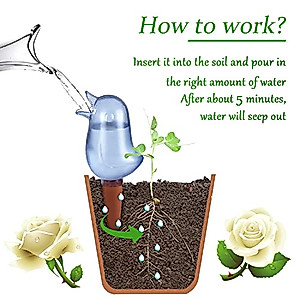 4 Pack Self Watering Spikes, Indoor Plant Watering Globes, Bird Shape Automatic Irrigation Spikes, Self-Watering Terracotta Spikes, Plant Watering Devices（Blue）