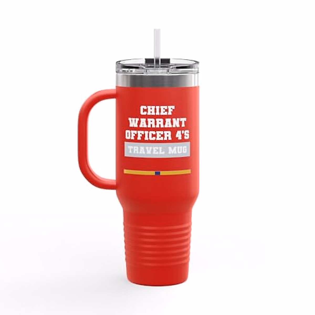 Chief Warrant Officer 4's Travel Mug: Insulated Stainless Steel Tumbler with Handle and Straw, Military Gift (40oz)