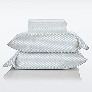 Nate Home mDesign by Nate Berkus 200TC 5-Piece Cotton Percale Sheet Set | from mDesign - Full Size - 1 Flat Sheet/1 Fitted Sheet/2 Standard Pillowcases/1 Accent Pillow, Limestone/Parchment
