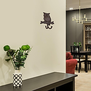 BRASSTAR Cast Iron Owl Molding Double Hook Wall Coat Hanging for Coats, Bags, Hats, Towels, Keys, Rustic Retro Home Decorative Gift TQGJPT489