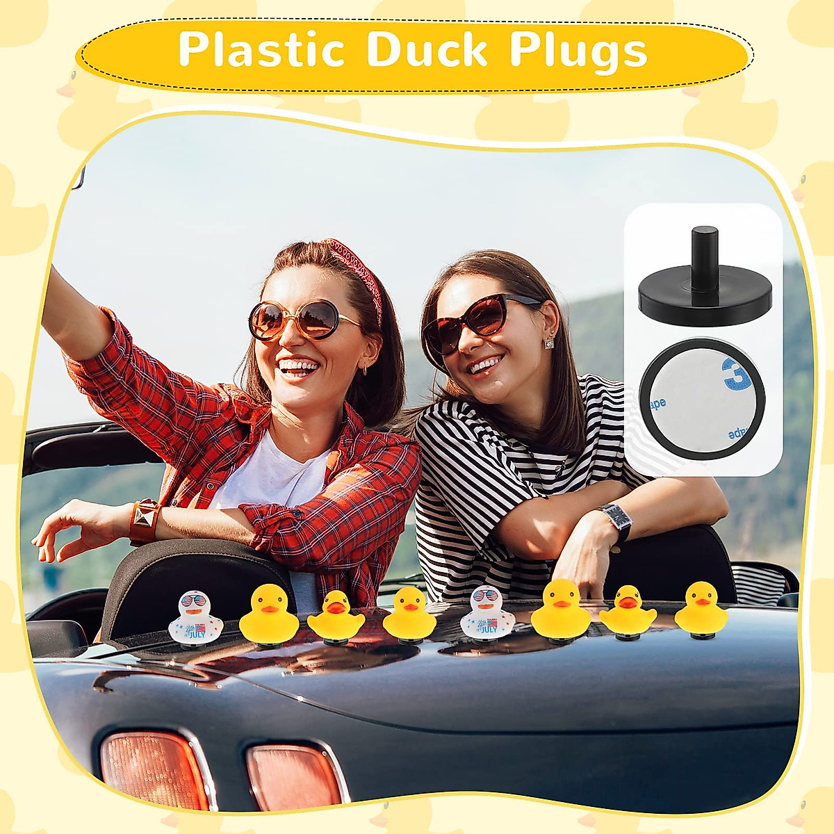 Wesiti 50 Pieces Duck Plug Rubber Duck Mount Black Plastic Holder for Fixed Display Car Dashboard Bath Accessories, Rubber Duckies Not Included