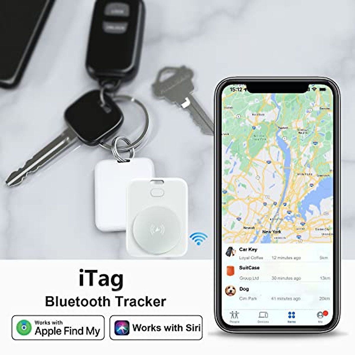Key Finder 4 Pack, Key Locator Bluetooth Tracker with Loud Beep Sound, Smart Wallet Bag Luggage Tracker Tag for Find My App (iOS Only), 120 Feet Remote Control Anti-Lost Tracker Item Remote Finder