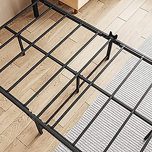 HOJINLINERO Twin Bed Frames with Wood Headboard,Platform Bed Frame Twin No Box Spring Needed,Heavy Duty Steel Slats, More Sturdy, Noise-Free,Rustic Brown