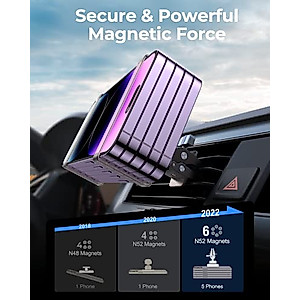 Anwas Magnetic Phone Holder for Car, [Bionic Alligator Clip] Universal Strong Car Vent Phone Mount, [6 Strong N52 Magnets] Cell Phone Holder Compatible with iPhone Samsung LG Google Pixel, etc