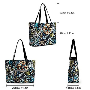 Womens Handbag Doodles Pattern Leather Tote Bag Top Handle Satchel Bags For Lady