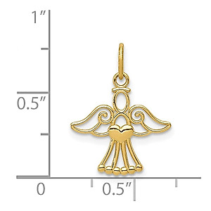 Auriga Fine Jewelry 14k Yellow Gold Polished Small Angel Heart Pendant, (L- 19.03 mm, W- 15.33 mm) Gift for Women