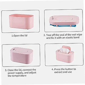 Ckuakiwu Wet Wipes Warmer, Baby Wet Wipes Warmer USB Wipe Dispenser Portable Diaper Wipes Heater Box for Home Car Travel Pink, Baby Wipe Warmer