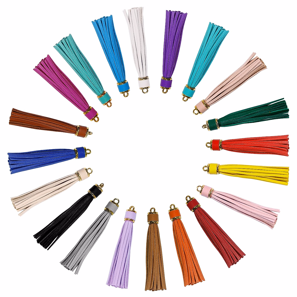 HOVEOX 20 Pieces 3.9 inch Faux Leather Tassel Bulk Keychain Tassels Artificial Leather Tassels for Craft Making