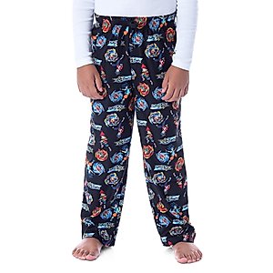 Beyblade Burst Super King Boys' Spinner Tops Allover Character Kids Sleepwear Lounge Bottoms Pajama Pants (8) Black