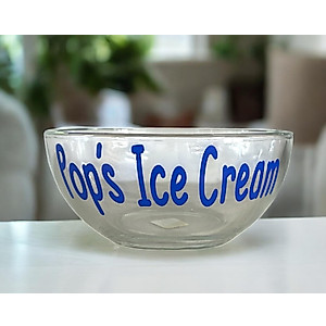 Personalized Ice Cream Bowl, Glass Dessert Dish Gift for Dad Grandpa Kids, Cereal Snacks