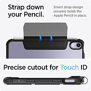 Spigen Ultra Hybrid Pro Designed for 8.3 inch iPad Mini 7 Case A17 Pro (2024), iPad Mini 7th/6th Generation Case (2024/2021) w/Clear Transparent Back and Pencil Holder - Black